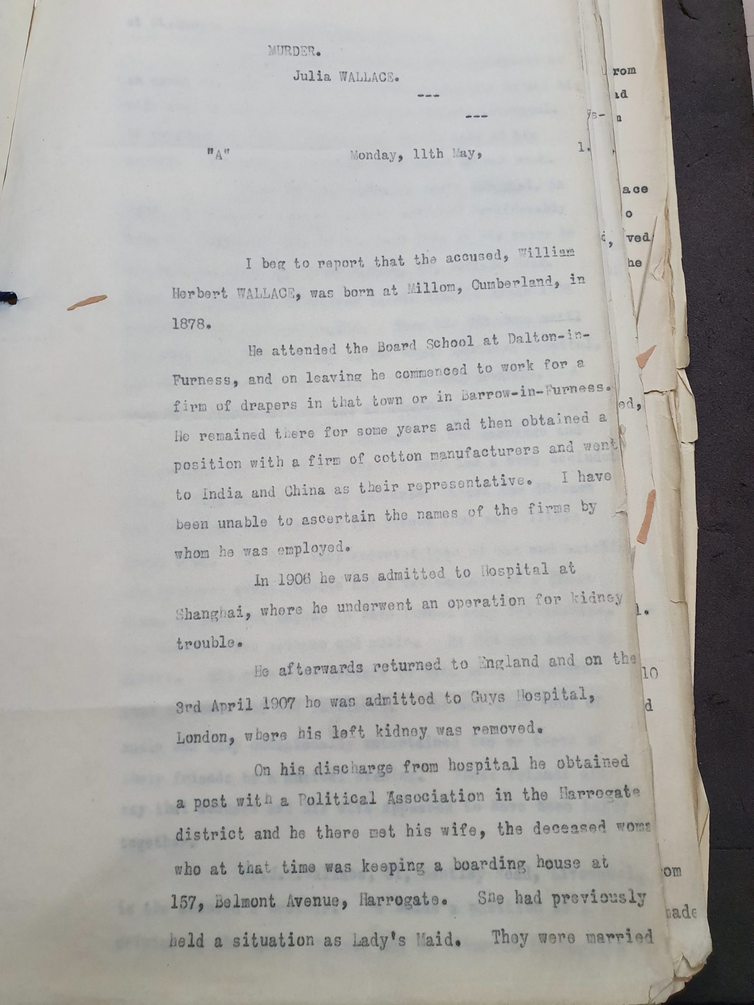 William Herbert Wallace: Character Report | The Julia Wallace Murder ...