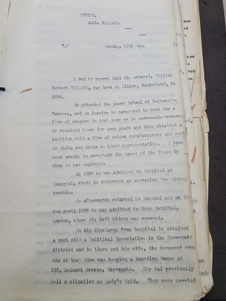 William Herbert Wallace: Character Report | The Julia Wallace Murder ...