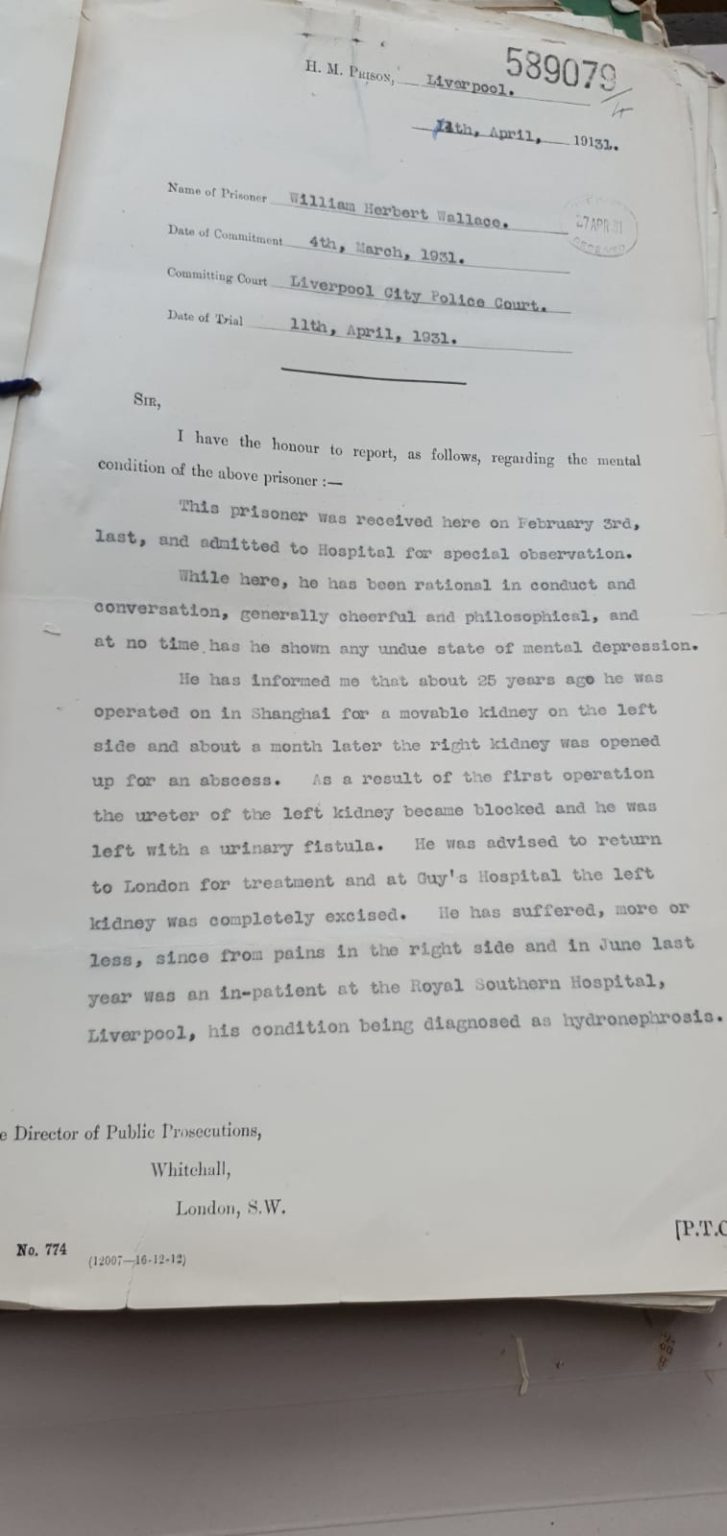 Report of William Herbert Wallace’s Mental State | The Julia Wallace ...
