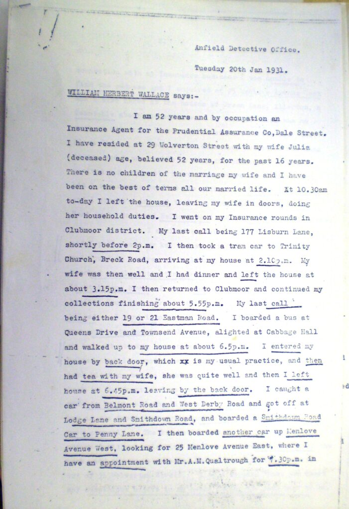 William Herbert Wallace – Statements | The Julia Wallace Murder Foundation