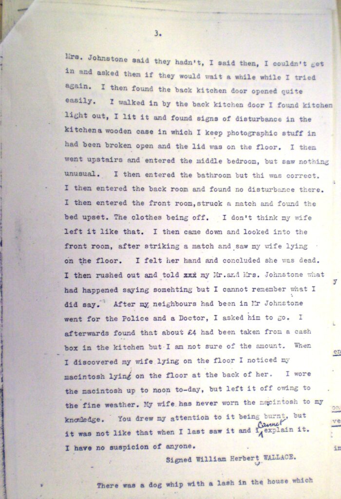 William Herbert Wallace – Statements | The Julia Wallace Murder Foundation