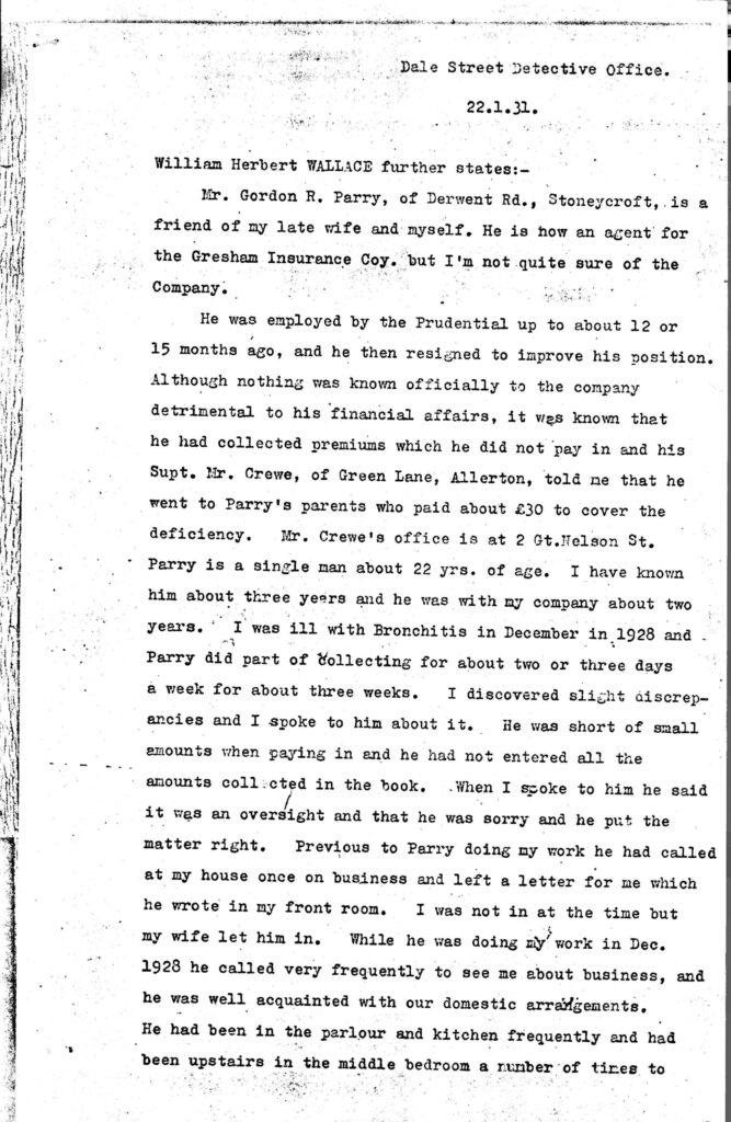 William Herbert Wallace – Statements | The Julia Wallace Murder Foundation