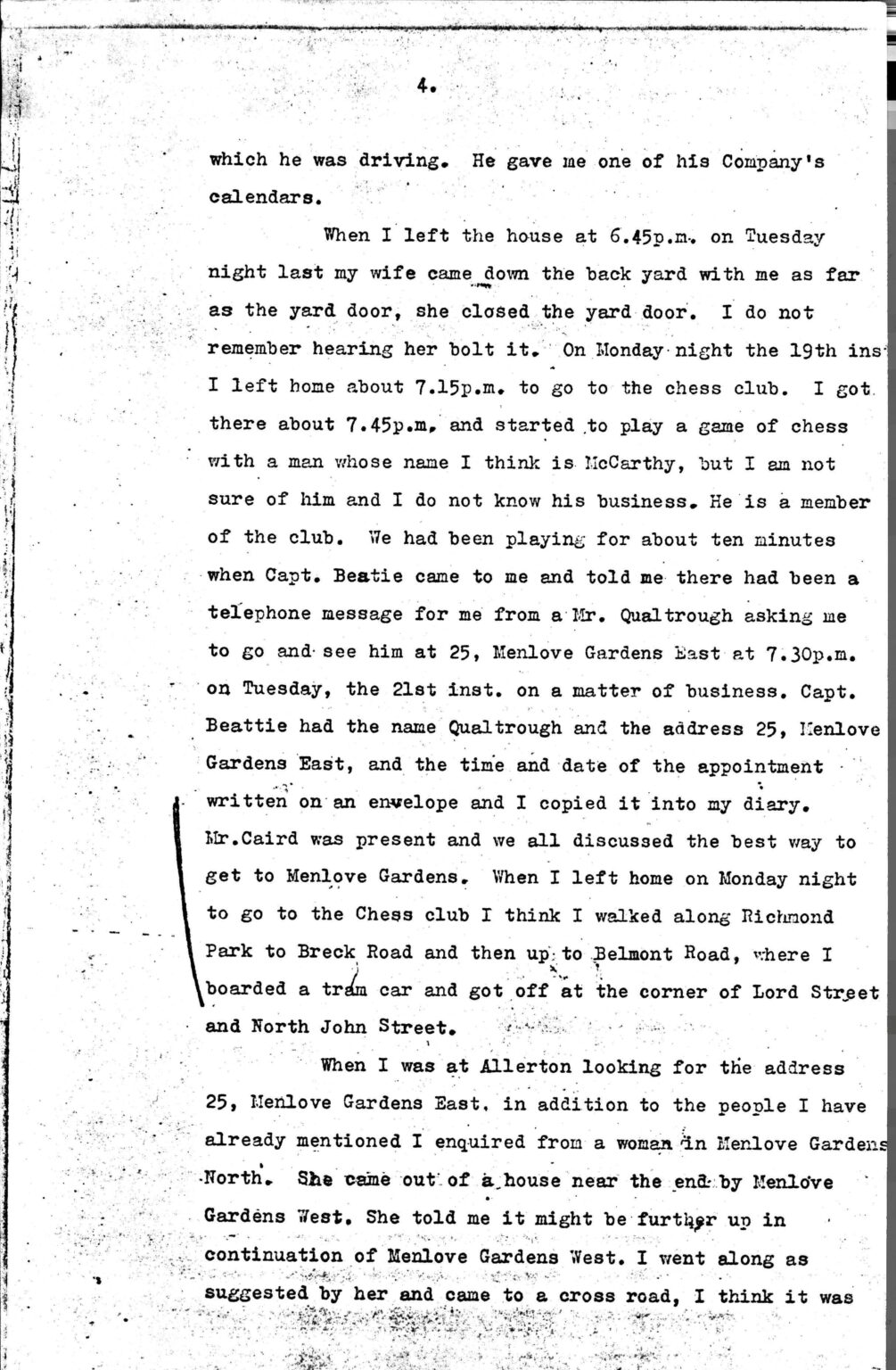 William Herbert Wallace – Statements | The Julia Wallace Murder Foundation