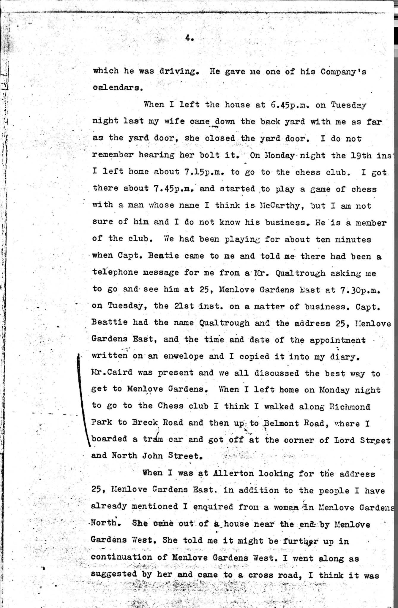 William Herbert Wallace – Statements | The Julia Wallace Murder Foundation