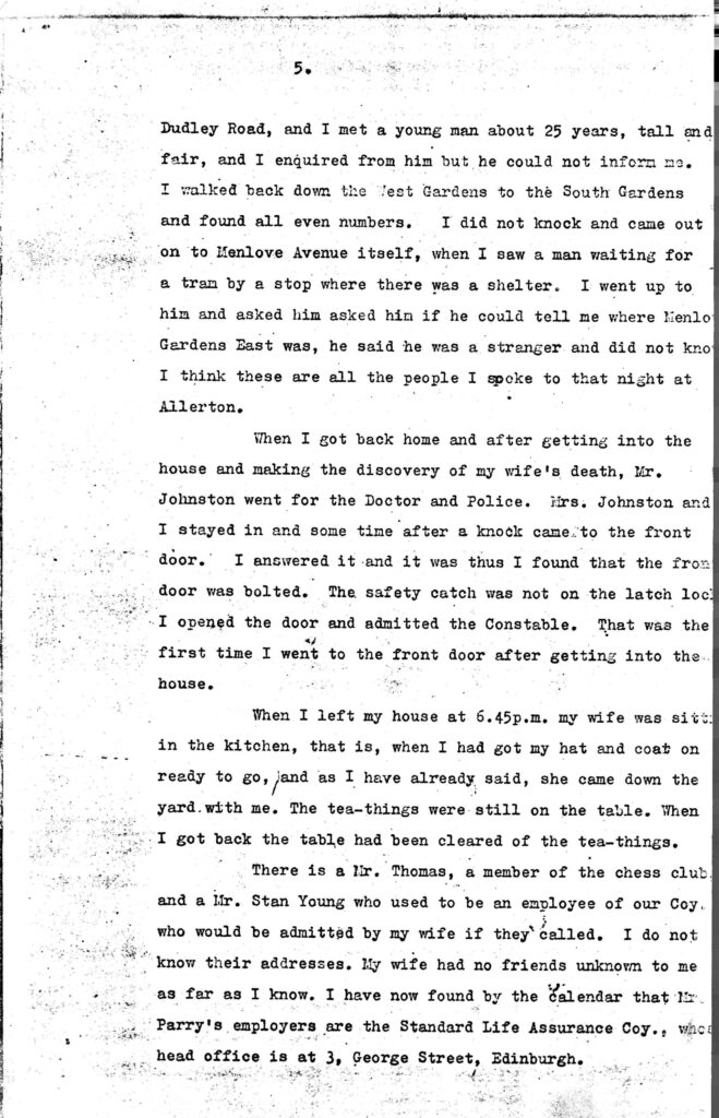 William Herbert Wallace – Statements | The Julia Wallace Murder Foundation